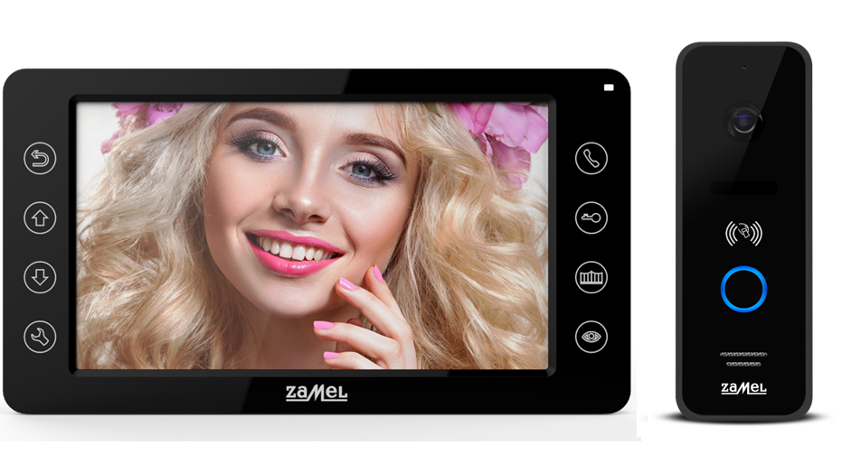 ZAMEL wideodomofon 7'LCD VP-819B+VO811IDB 2wejścia CZARNY wNaszymDomu.pl